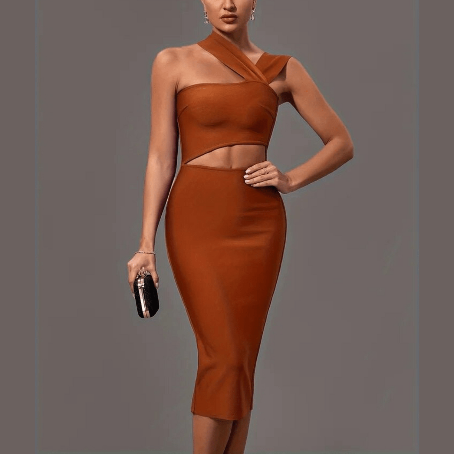 Transform Your Wardrobe with the Elegant Cut Out Midi Bandage Dress ...